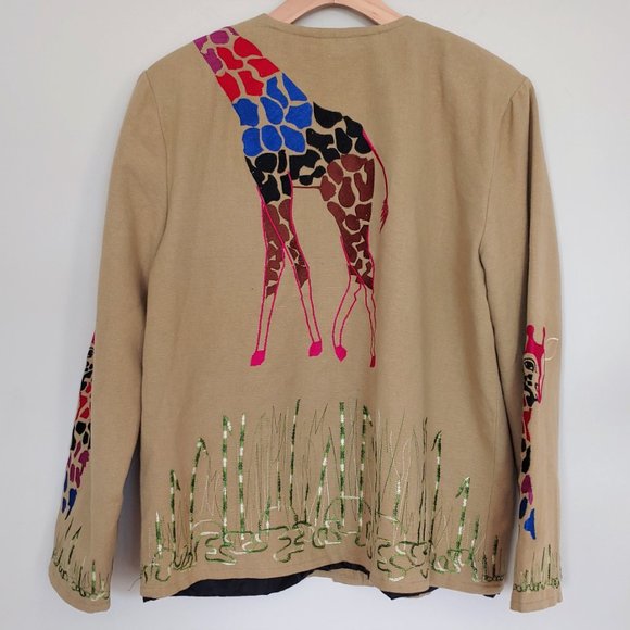 Daniel K | Jackets & Coats | Daniel K Dk Tan Giraffe Embroidered Jacket ...